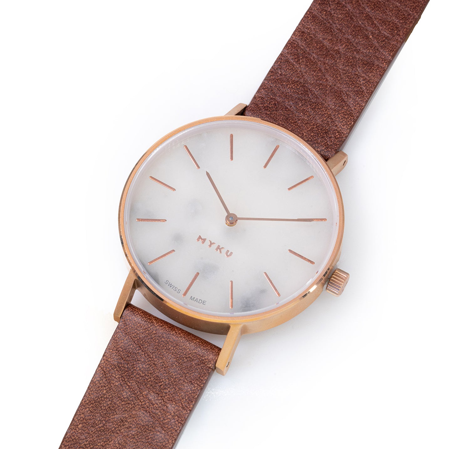 MYKU White Marble Rose Gold 38mm Watch